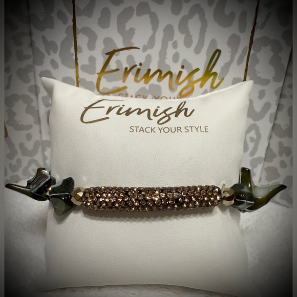 Erimish | Jewelry | New Erimish Braceletolive Green Shell Dk Gold ...